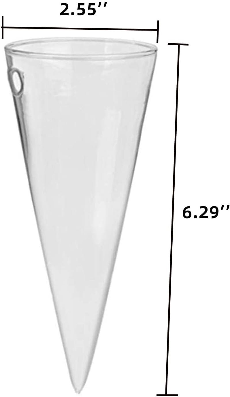 Pack of 2 Cone Shape Glass Vase Hanging Terrarium Planter ,wall-mounted ...