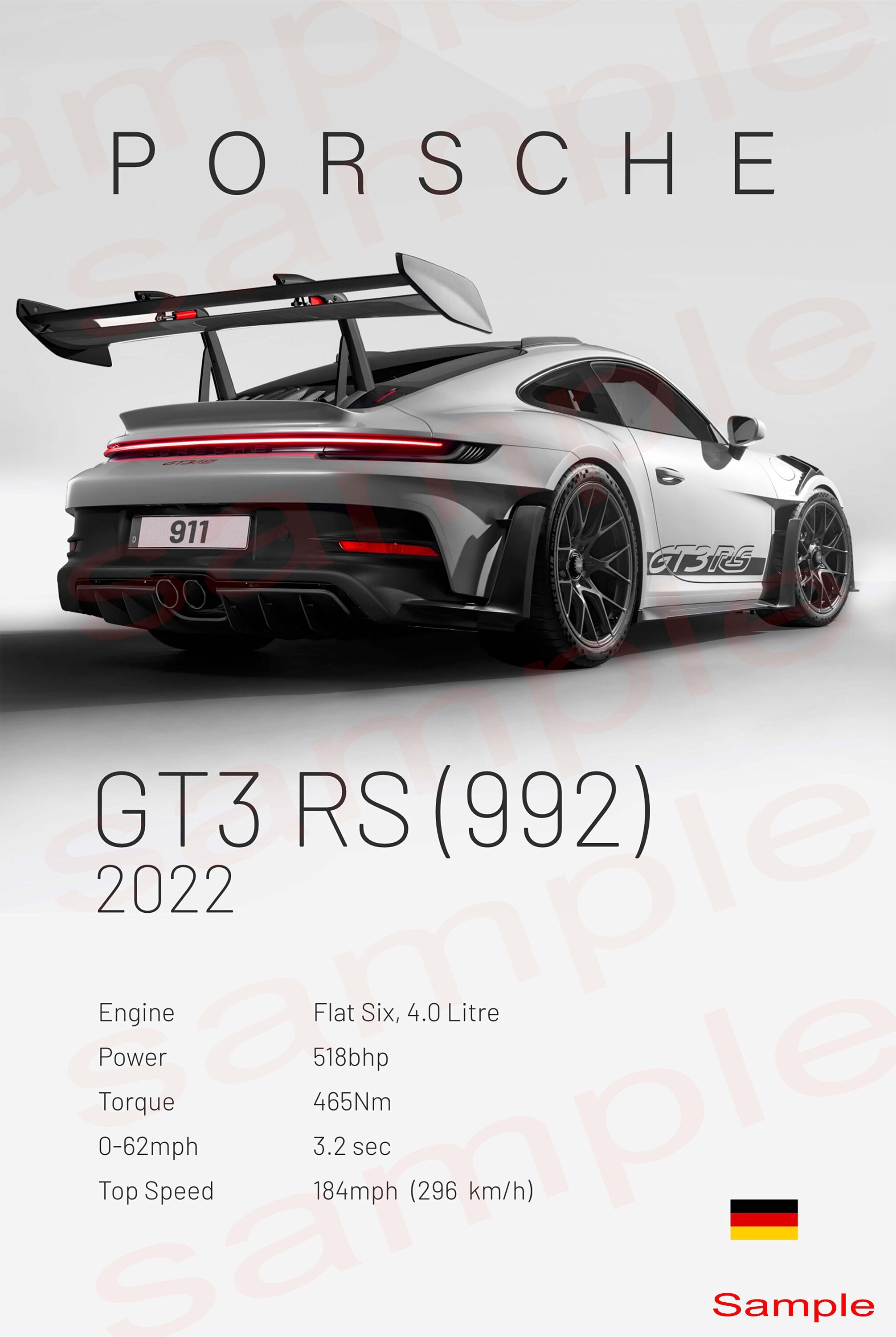2022 Porsche 911 GT3 RS 992 A3 Size Poster Print High Quality Print Wall Art - Etsy UK