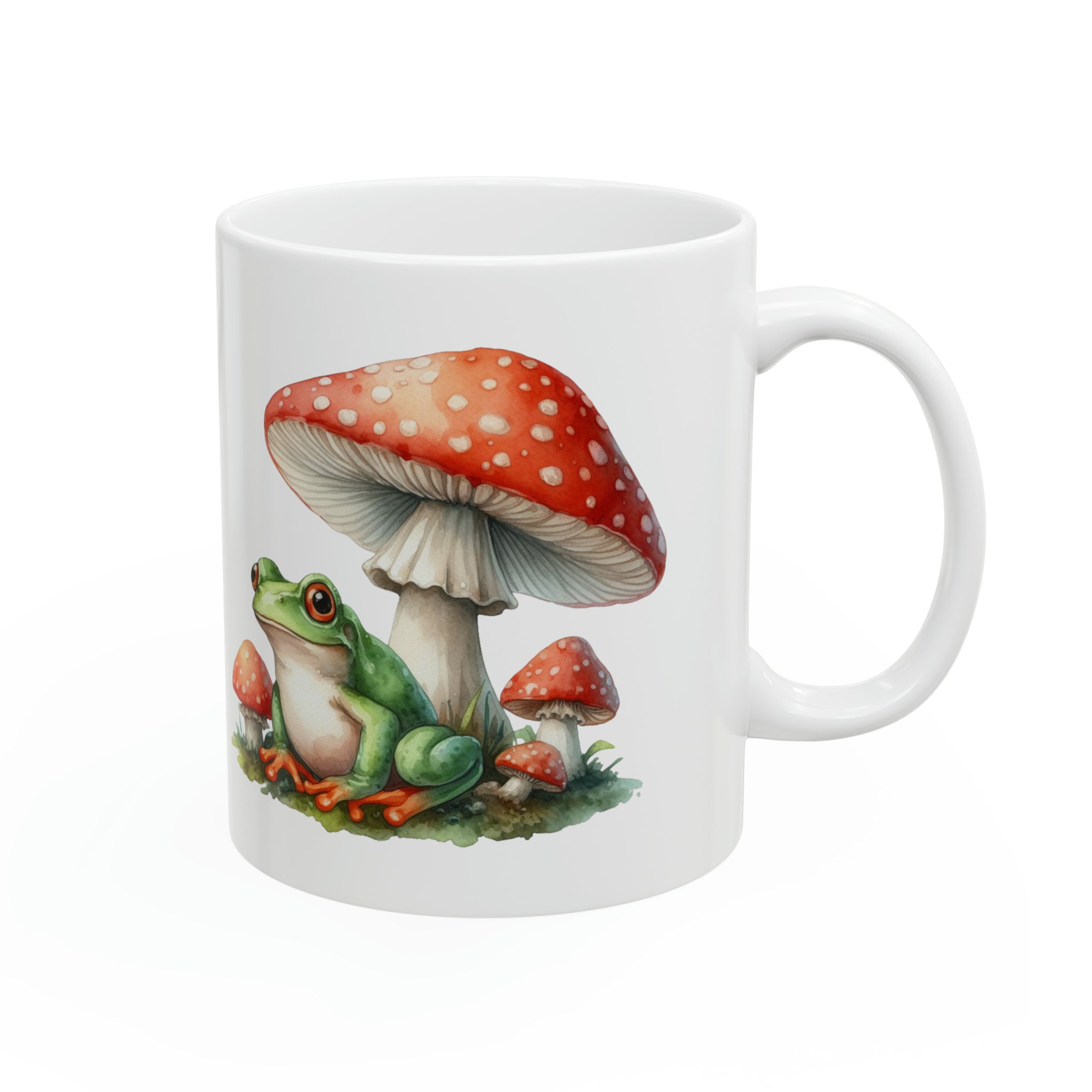 Whimsical Frog and Mushroom 11 Oz Coffee Mug, Colorful Illustration ...
