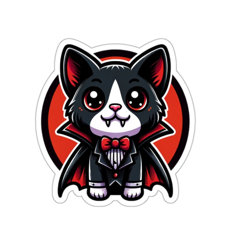 Cute Vampire Cat Sticker Kawaii Goth Cat Decal Halloween Cat Sticker ...