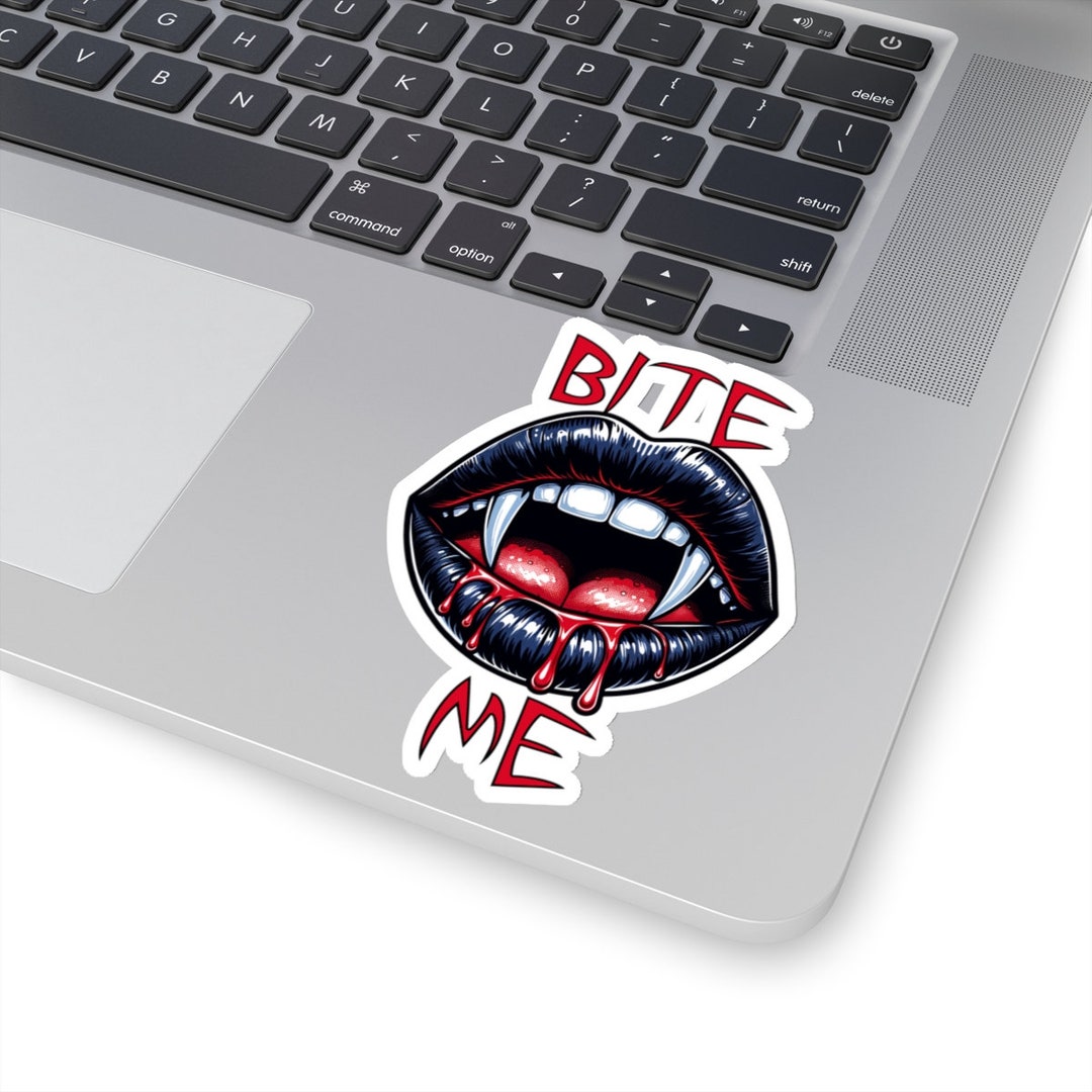 Vampire Bite Me Sticker, Dripping Blood Vampire Lips, Gothic Halloween ...