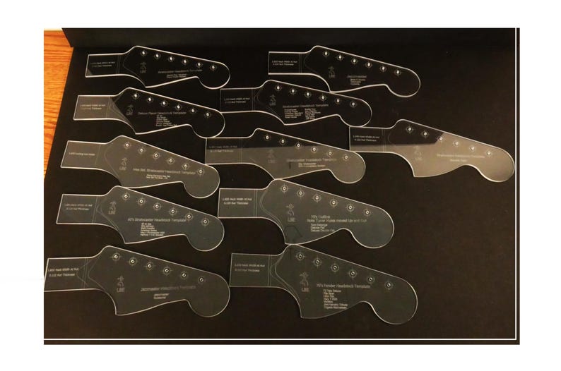 Fender Guitar Acrylic Headstock Templates Stratocaster 50's, 60,s 70,s ...