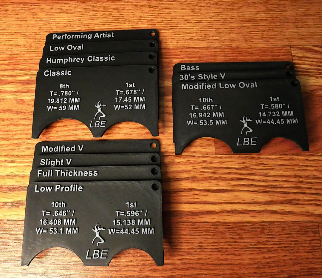 Neck Shaping Templates for Acoustic Guitar Gauges Martin Classic Bass ...