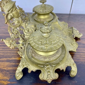 Antique French Bronze Inkwell Inkstand / Ornate Victorian Inkwell in ...
