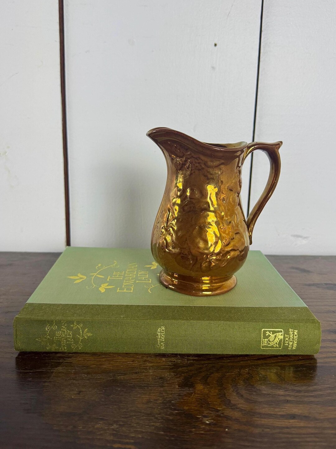 Antique Copper Lusterware Porcelain Pitcher / 19th Century English ...