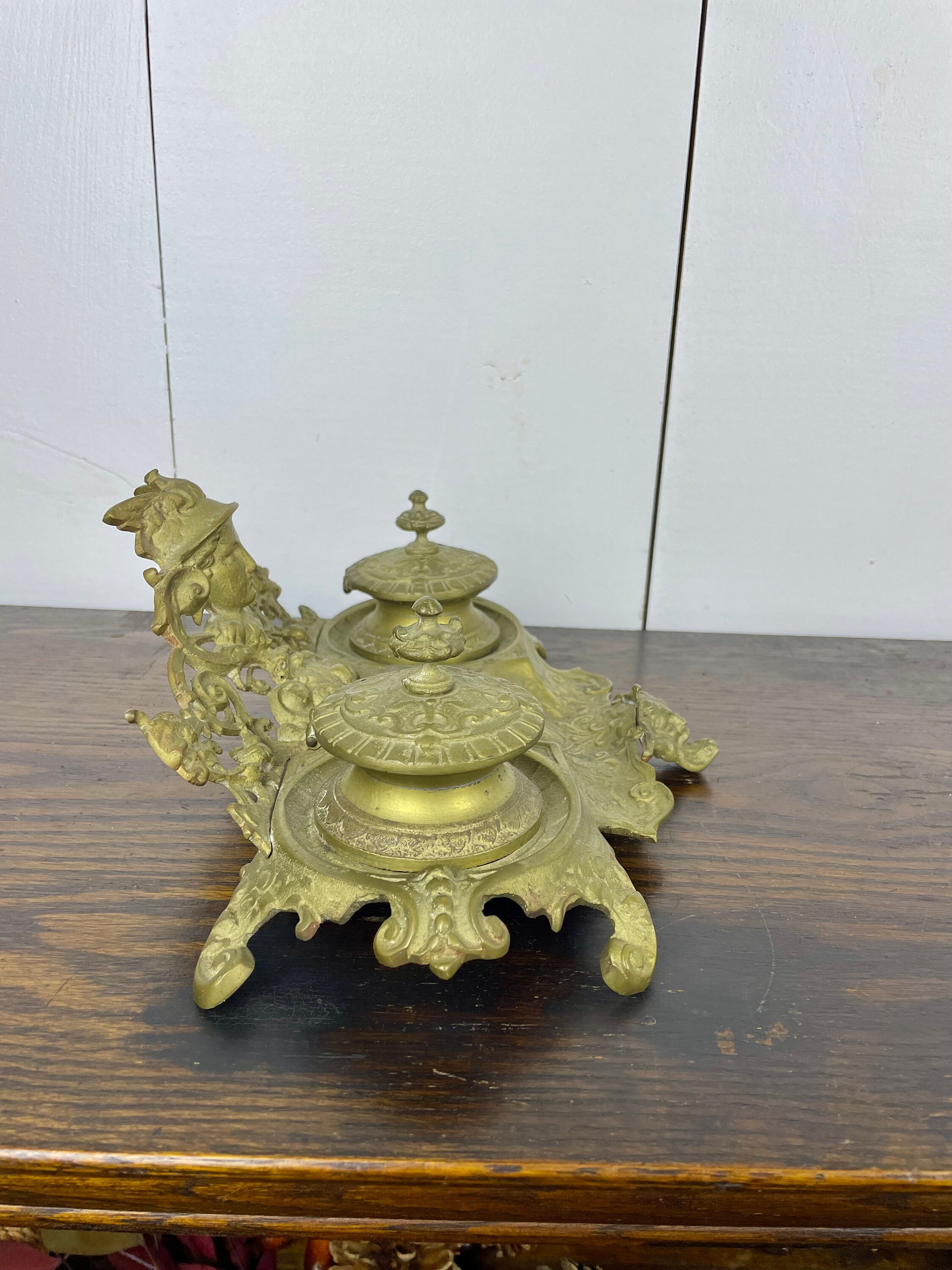 Antique French Bronze Inkwell Inkstand / Ornate Victorian Inkwell in ...