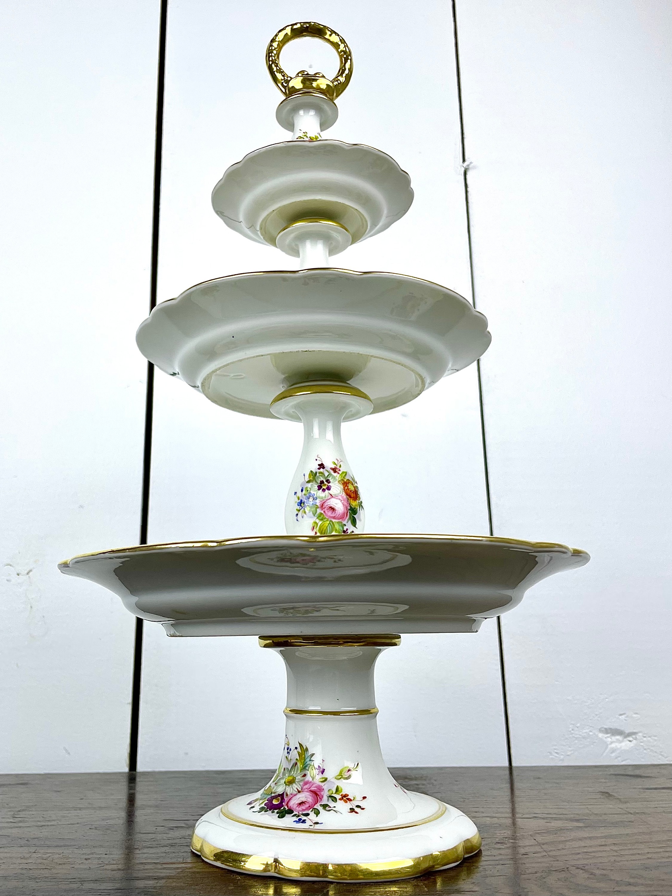 Antique Hand Painted Tiered Dessert Stand / Rare Vintage Old Paris ...