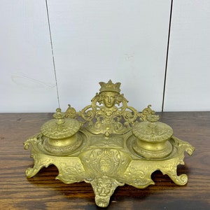 Antique French Bronze Inkwell Inkstand / Ornate Victorian Inkwell in ...