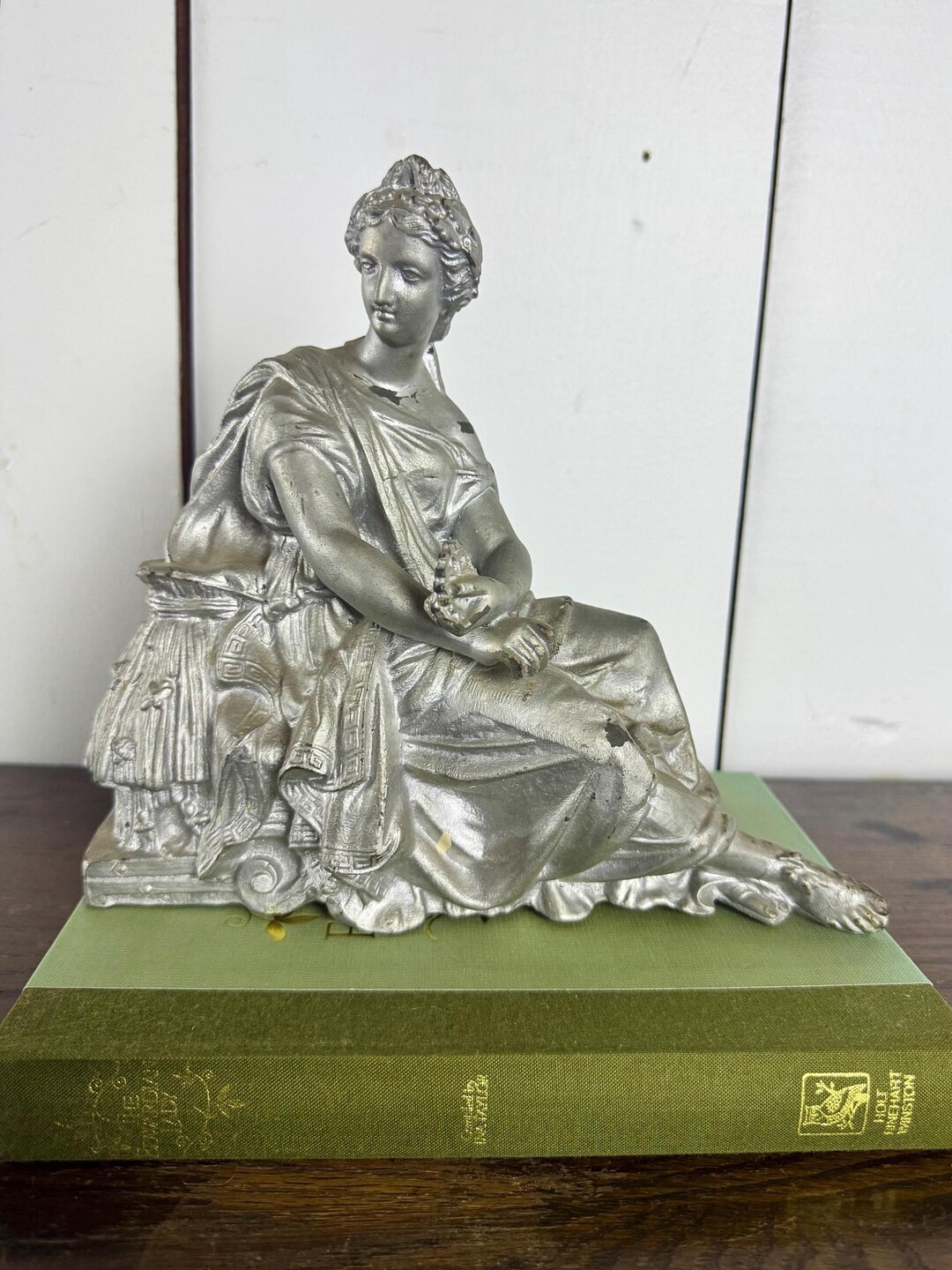 Antique Clock Topper Statue of a Seated Woman With Hay Bale and Bees ...
