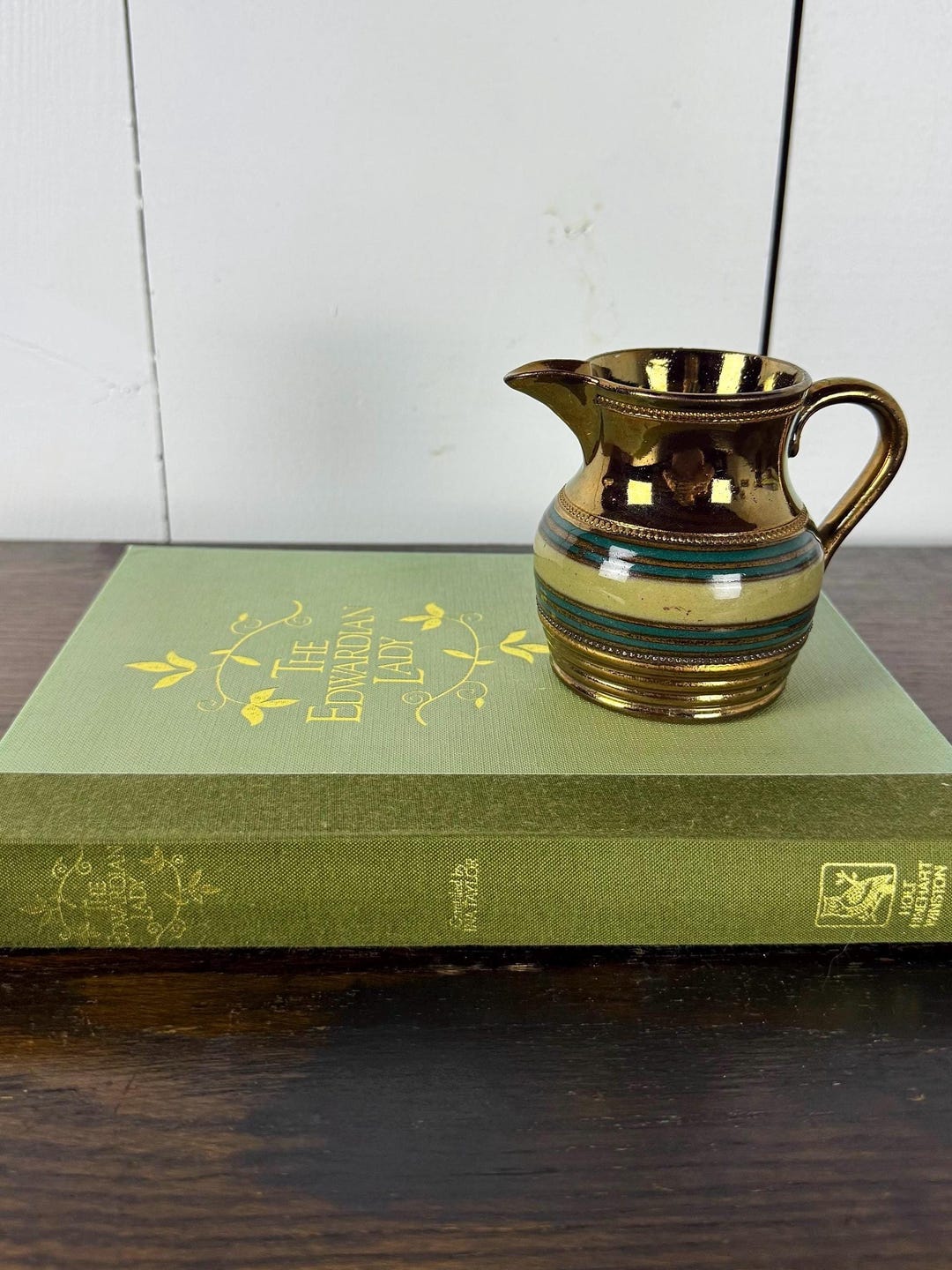 Antique Copper Lusterware Porcelain Mini Pitcher / 19th Century English ...