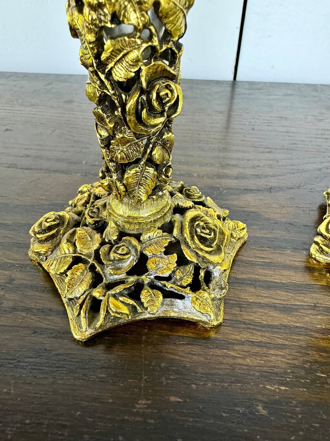 Vintage Matson Vase Pair / 1960s Fluted Glass Bud Vases in Ormolu ...
