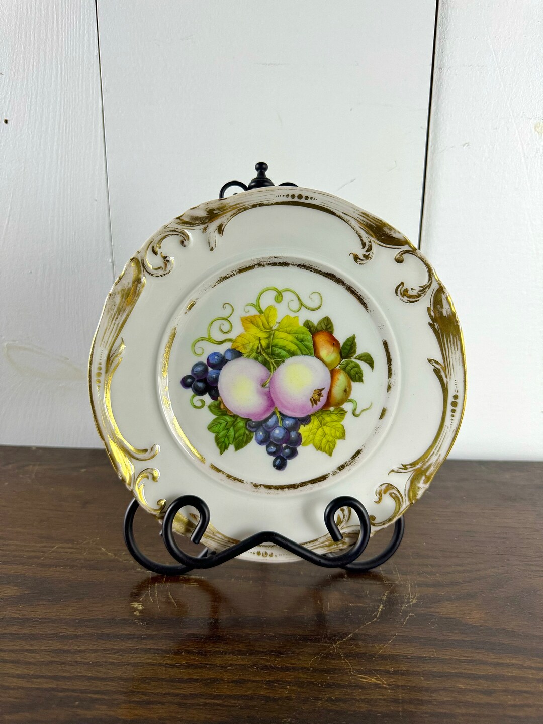 Vintage Plate With Fruit Design / Decorative Plate With Plums, Grapes ...