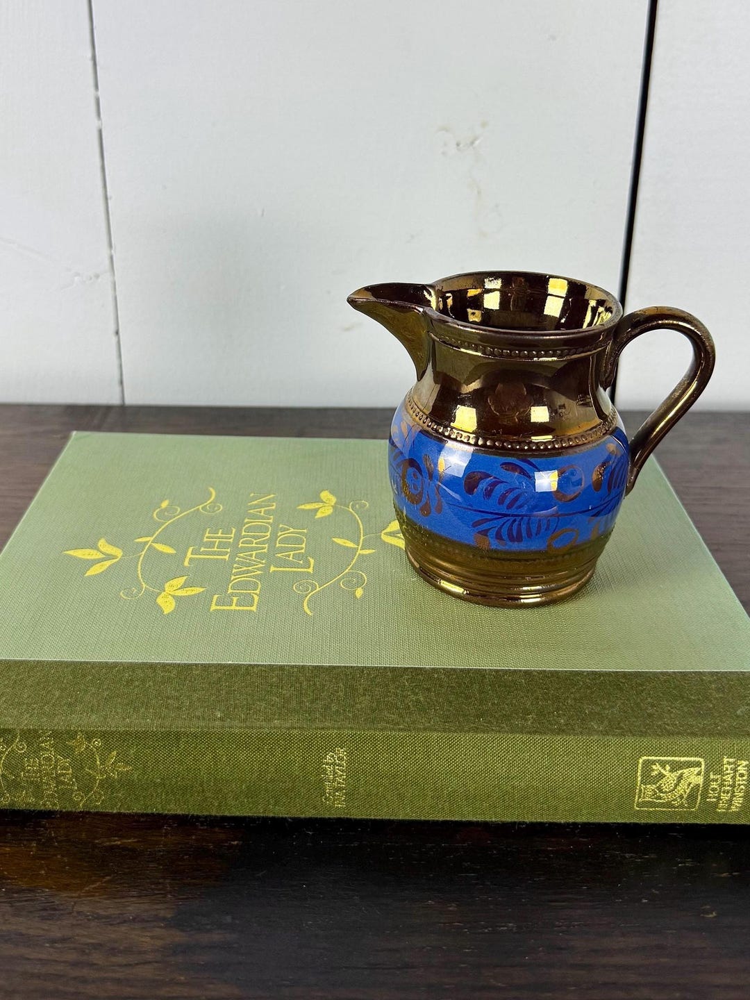 Antique Copper Lusterware Porcelain Mini Pitcher / 19th Century English ...