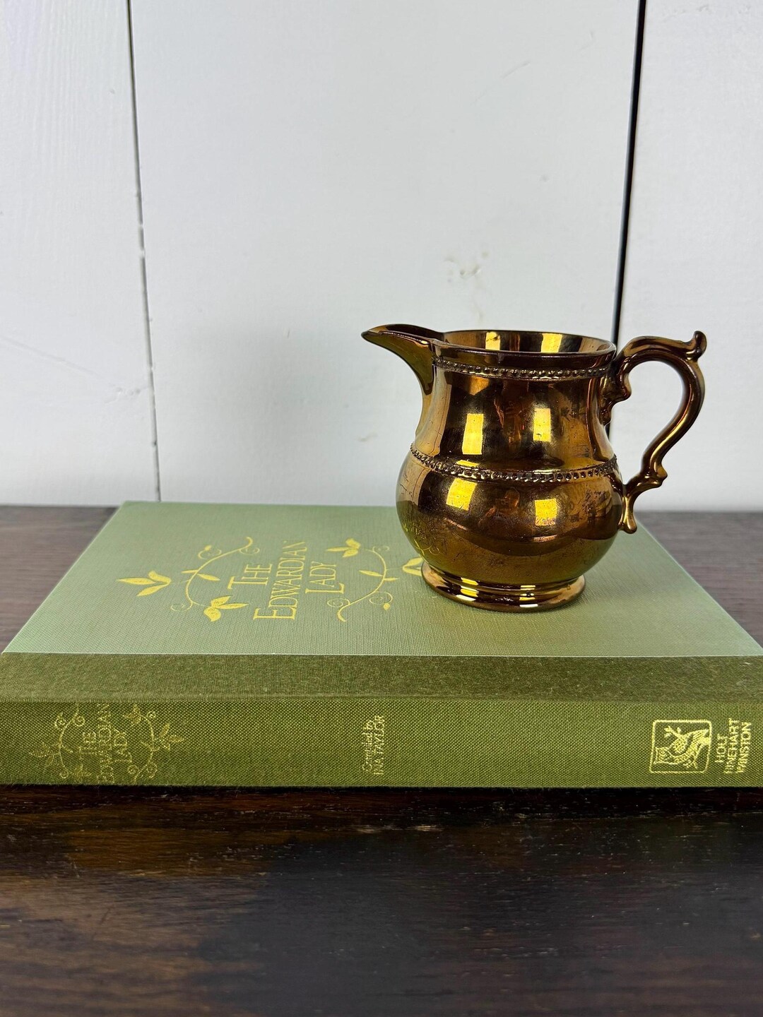 Antique Copper Lusterware Porcelain Mini Pitcher / 19th Century English ...