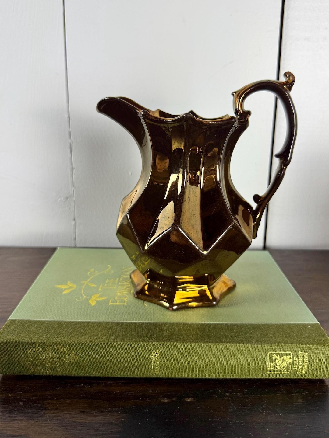 Antique Copper Lusterware Porcelain Pitcher / 19th Century English ...