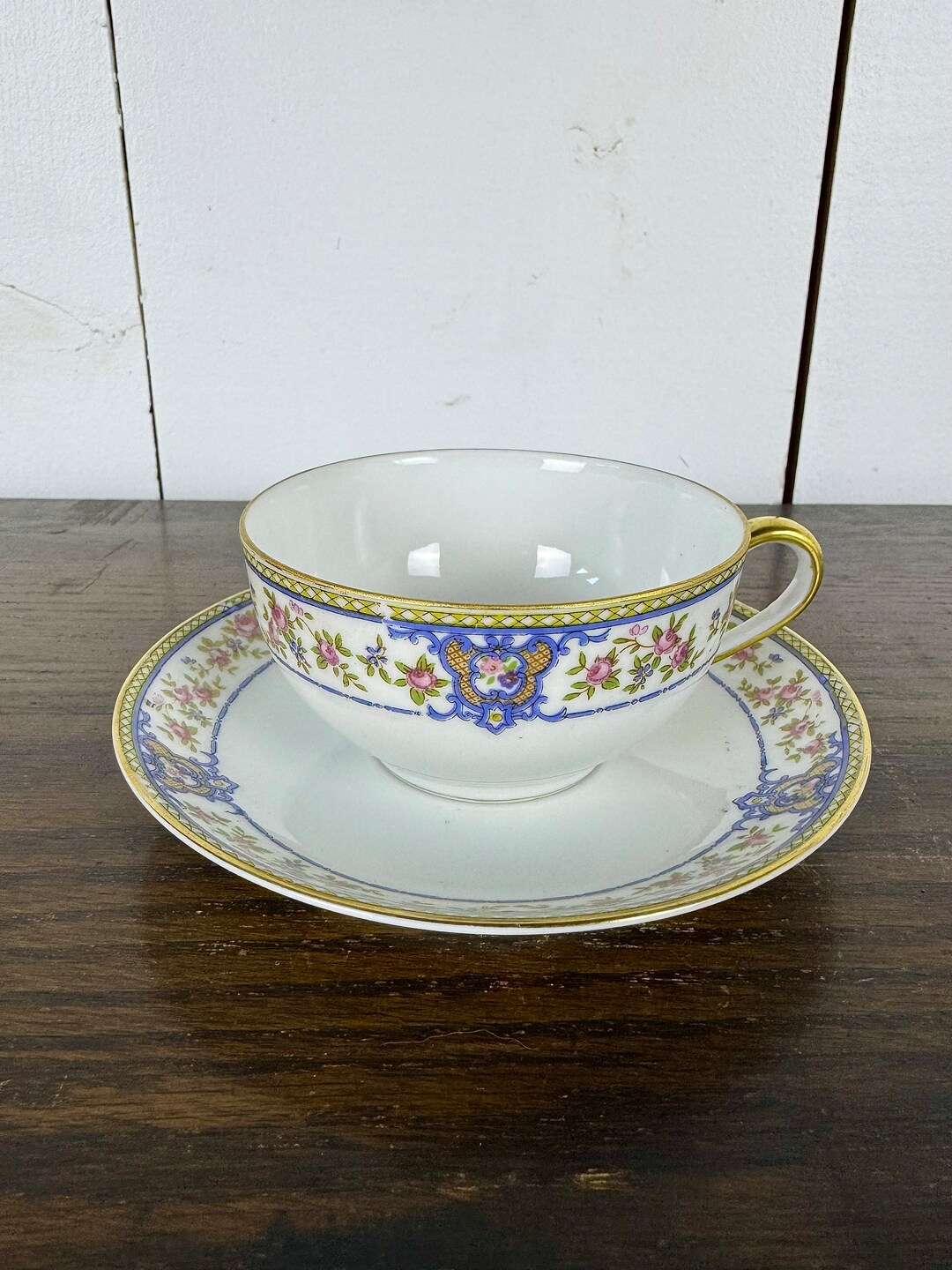 Antique Floral Tea Cup and Saucer the Malay by Noritake / Vintage Rose ...