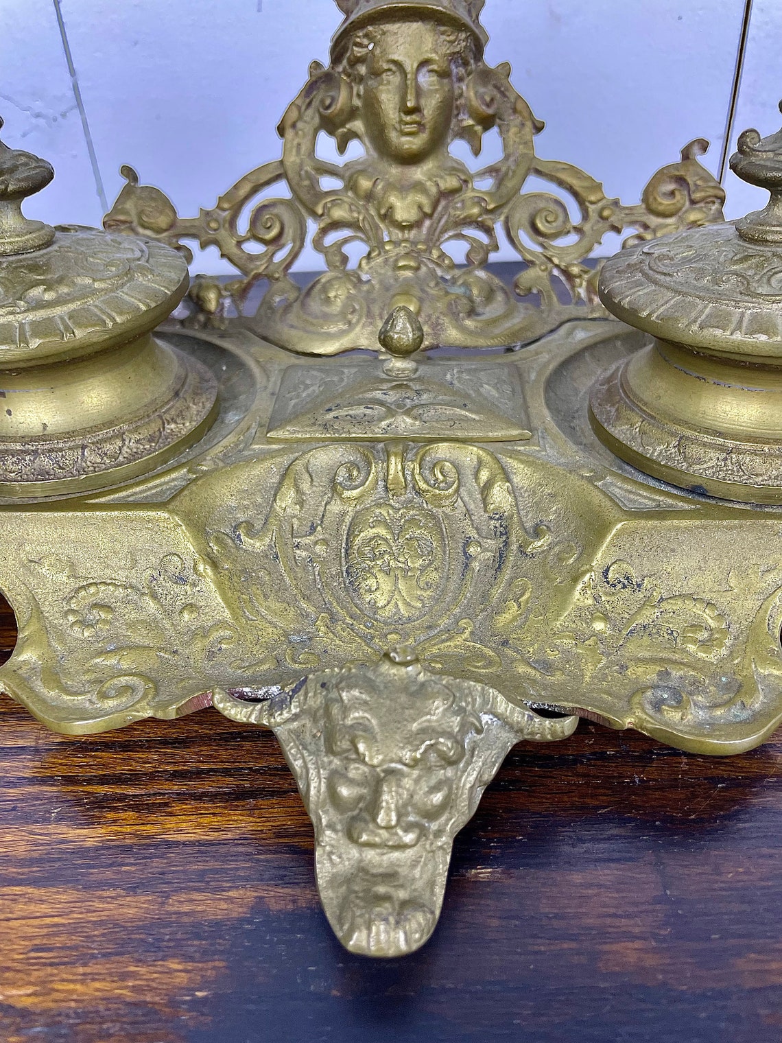 Antique French Bronze Inkwell Inkstand / Ornate Victorian Inkwell in ...