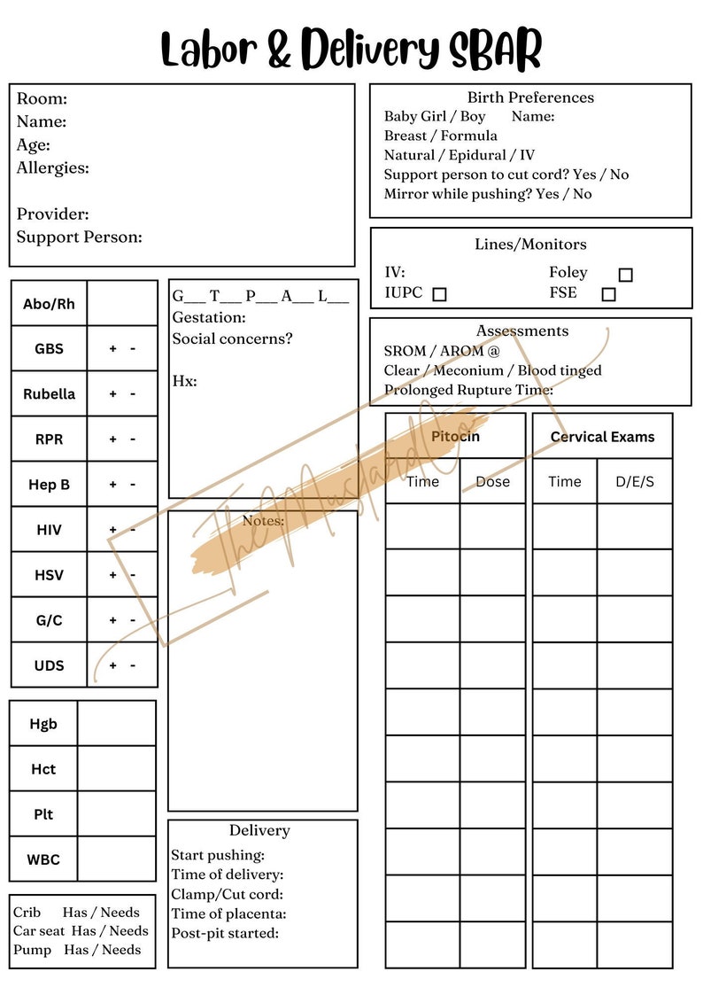 Labor & Delivery SBAR - Etsy