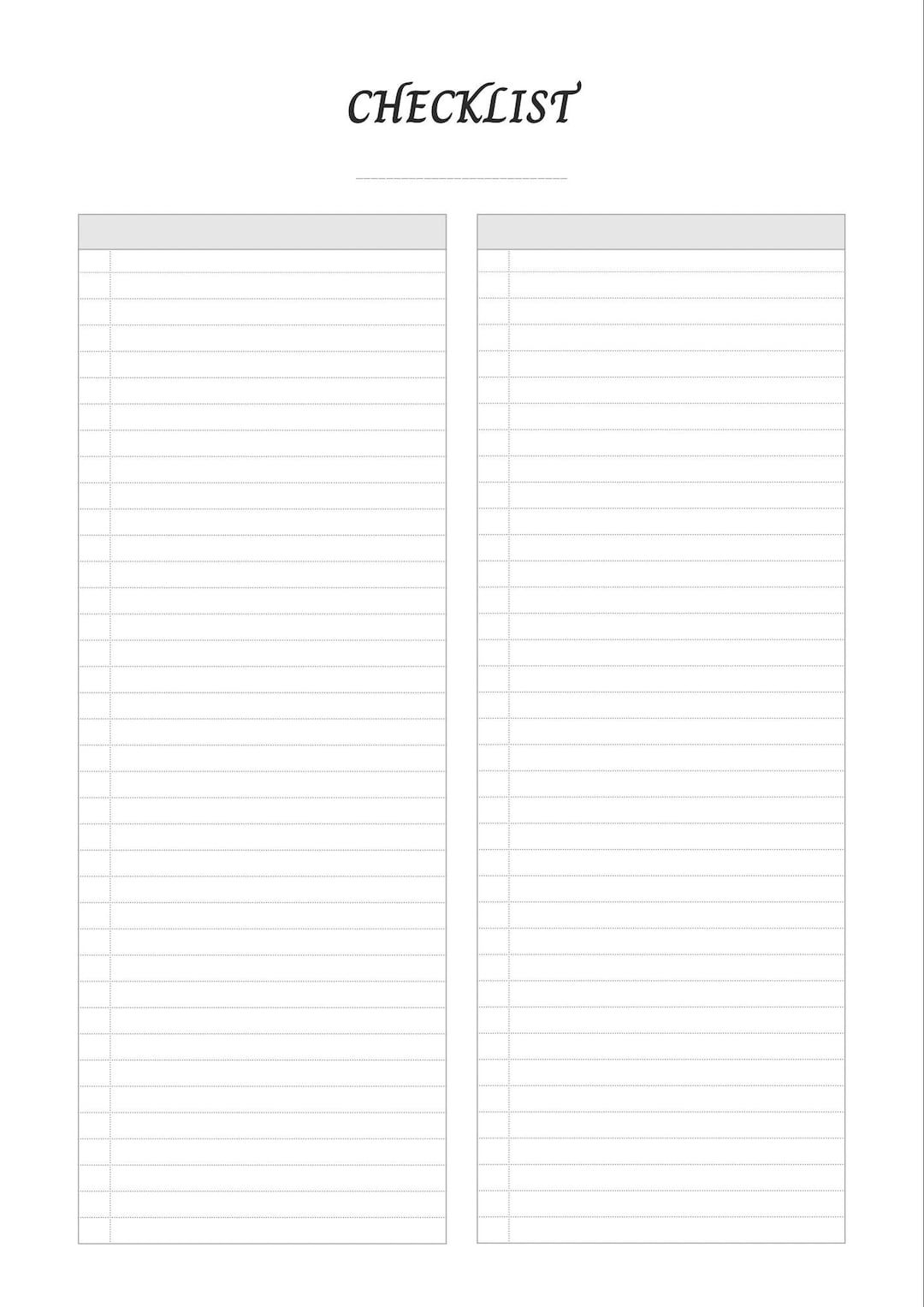 Printable Checklist A4 - Etsy