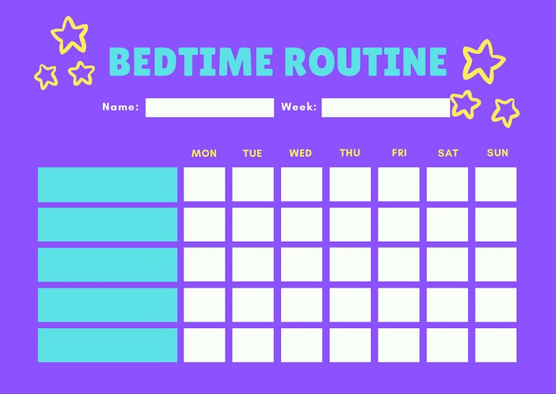 Printable Bedtime Routine for Kids, Digital Download - Etsy