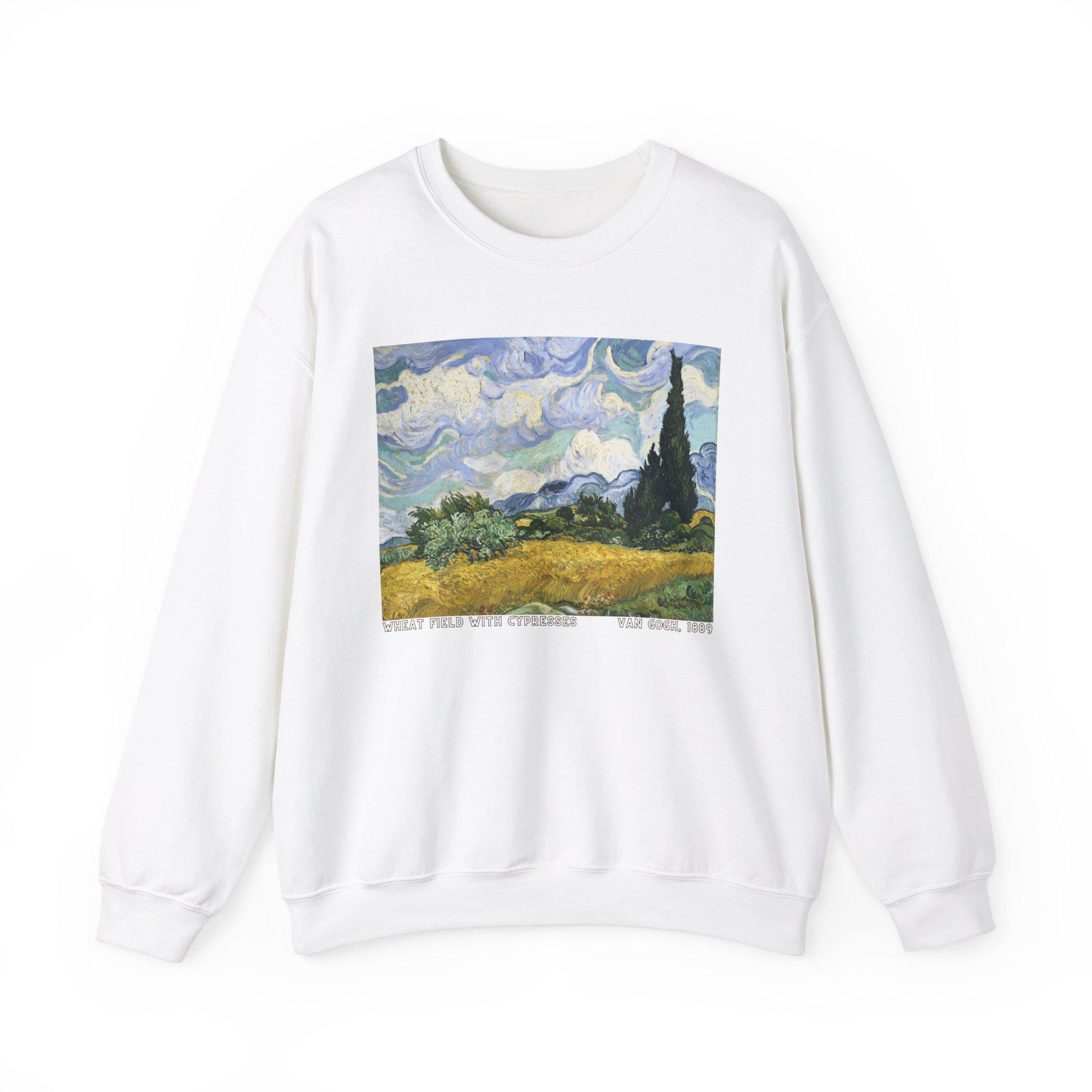 Vincent Van Gogh Crewneck Sweatshirt, Wheatfield With Cypresses, Art ...