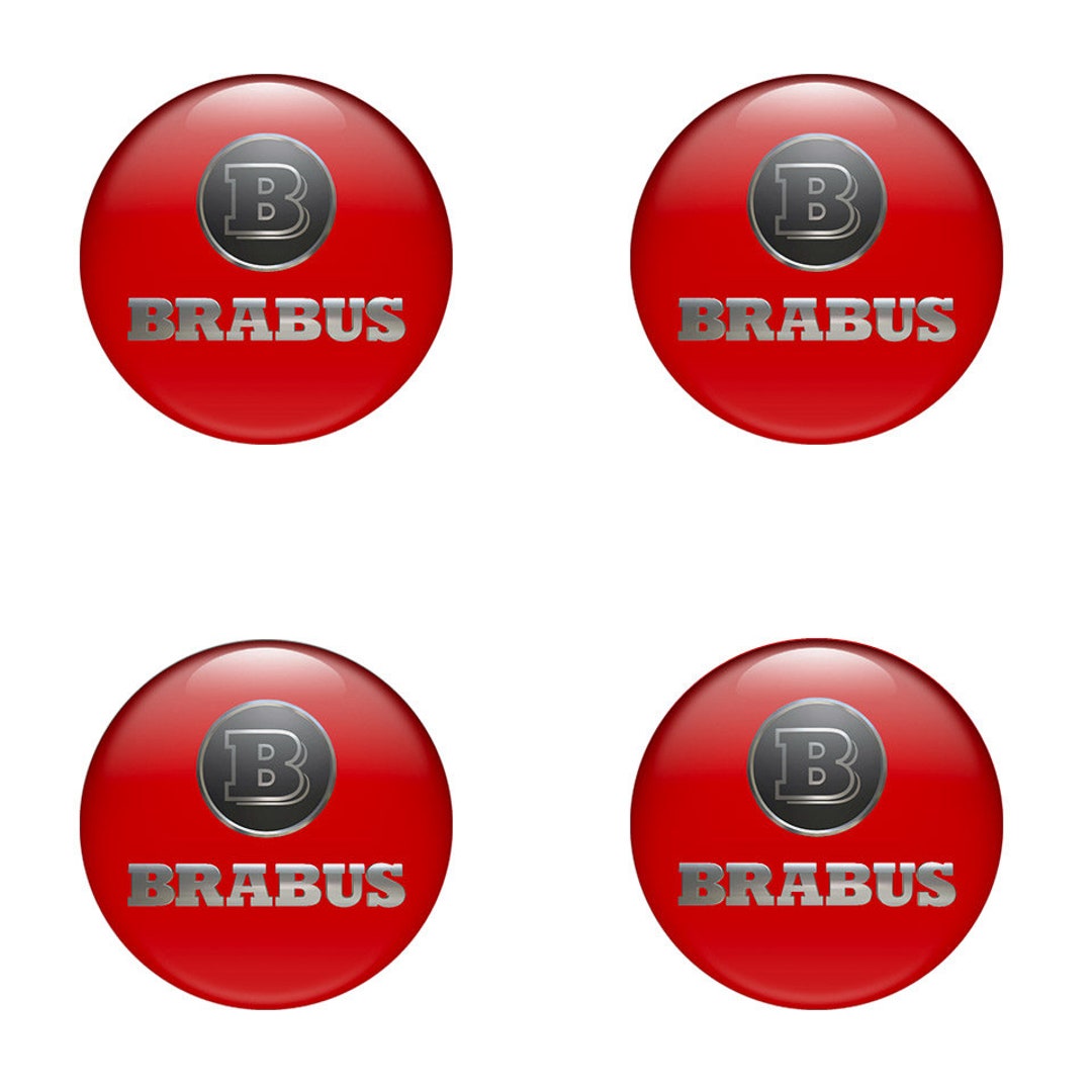4xall Sizes 3D Brabus Print Logo Domed Stickers for Wheel Center Hub ...