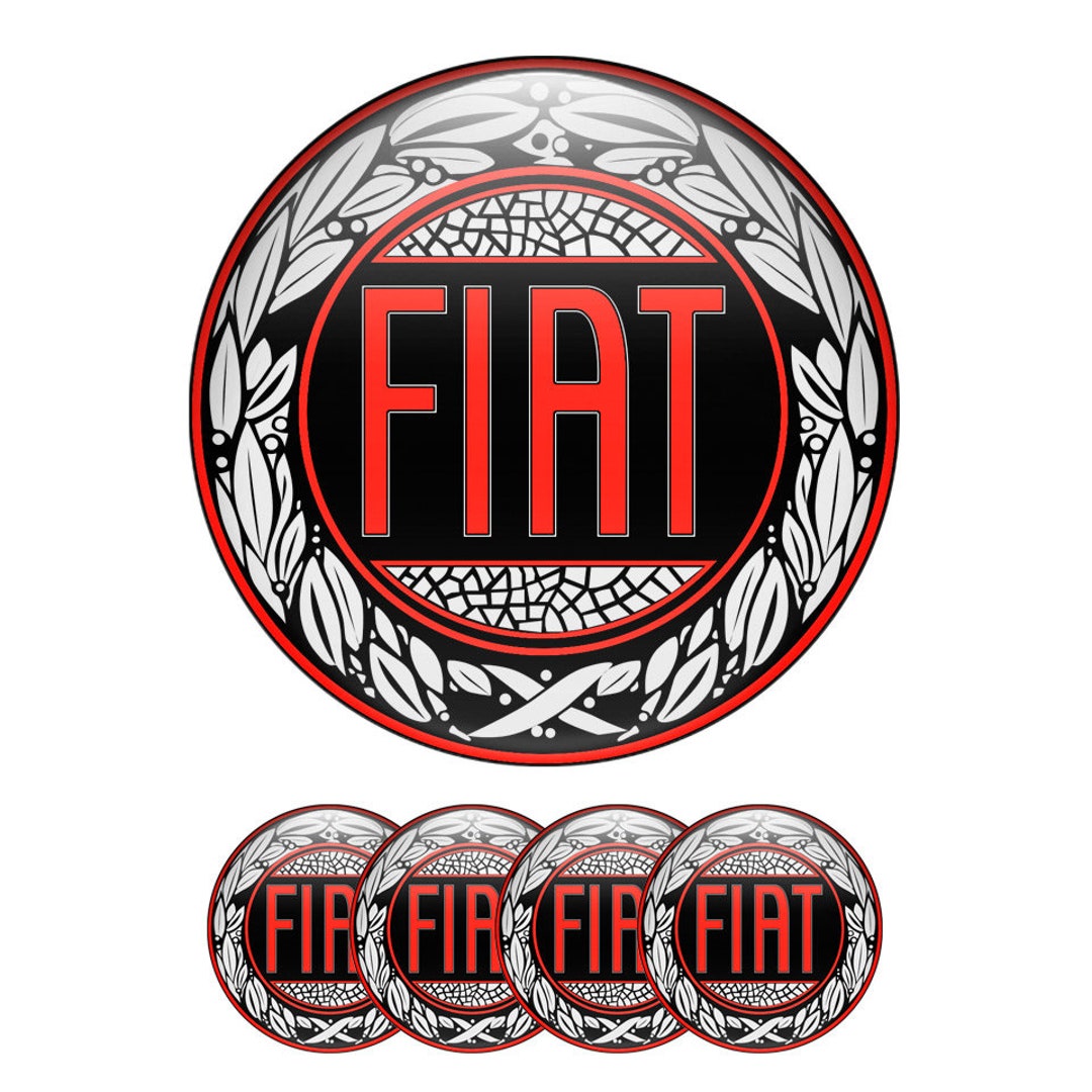 4xall Sizes 3D Fiat Print Logo Domed Stickers for Wheel Center Hub Caps ...