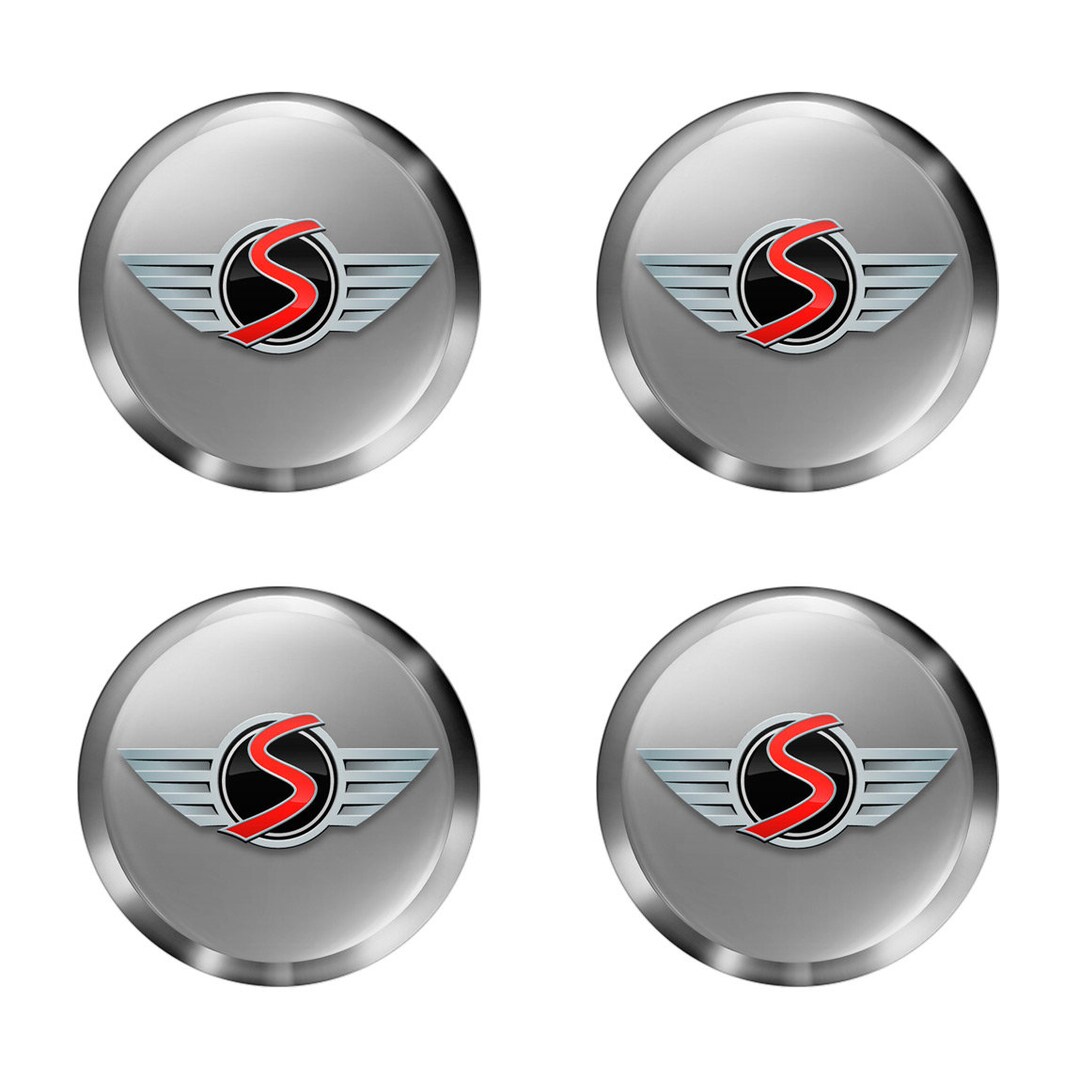 4xall Sizes 3D Mini Cooper S Print Logo Domed Stickers for Wheel Center ...