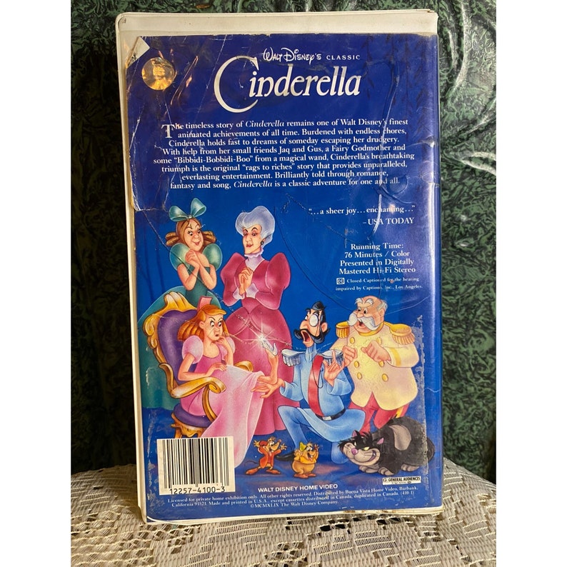 Vintage Walt Disney Cinderella VHS Tape Clamshell Case - Etsy