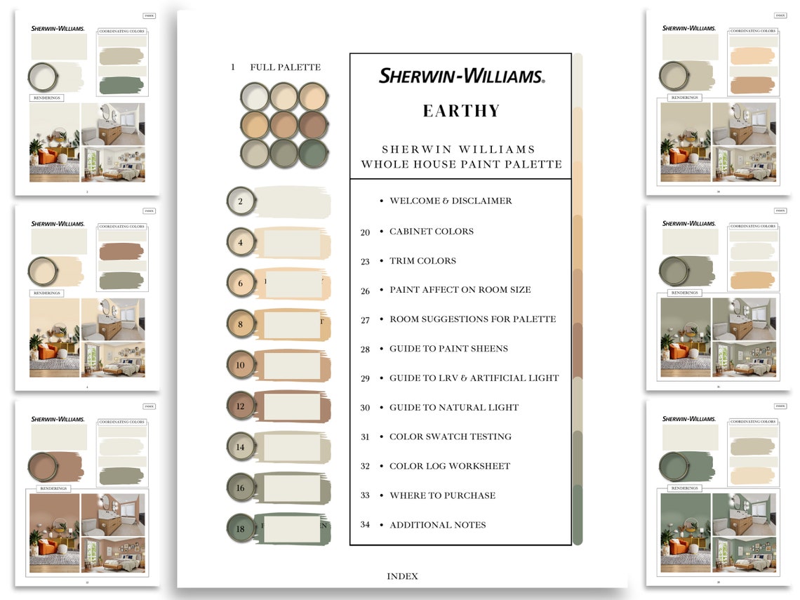 Sherwin Williams Whole House Paint Palette: Earthy Colors (PDF) - Etsy