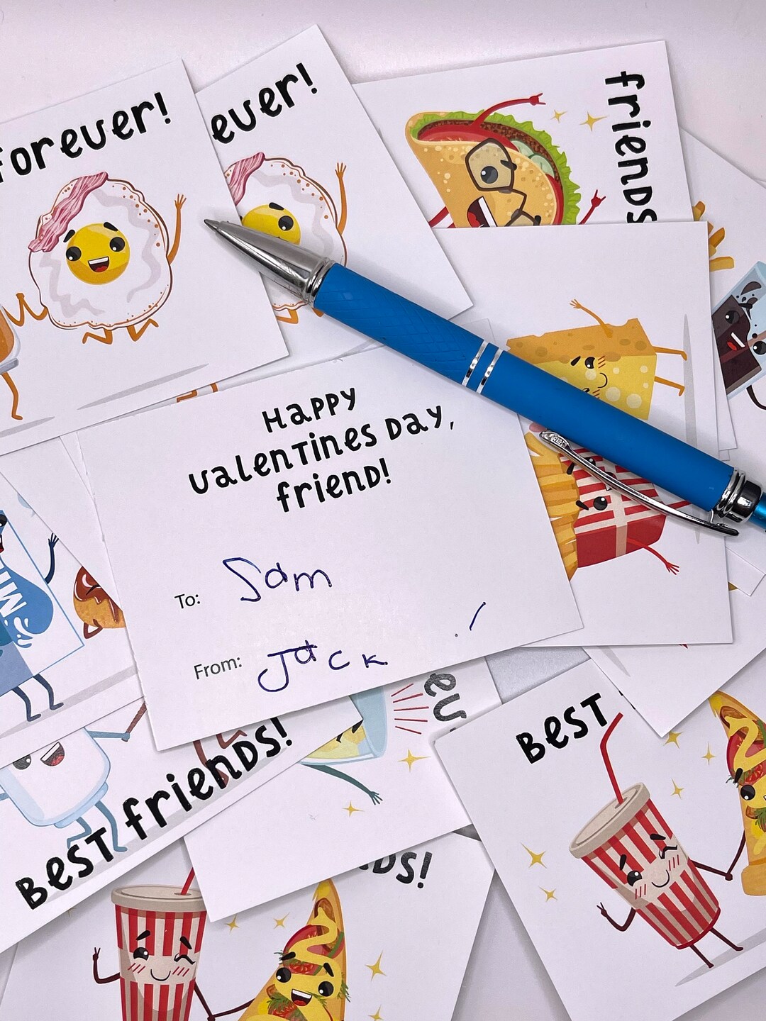 Kids Cute Food-themed Valentines Day Cards Classroom Valentines - Etsy