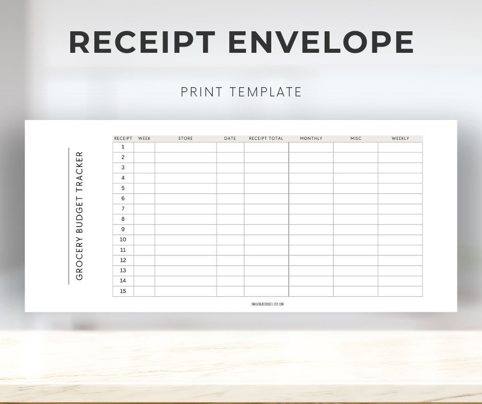 Receipt Envelope Template - Etsy