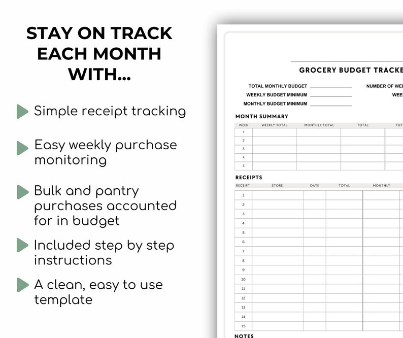 The Grocery Budget Tracker Print Template - Etsy
