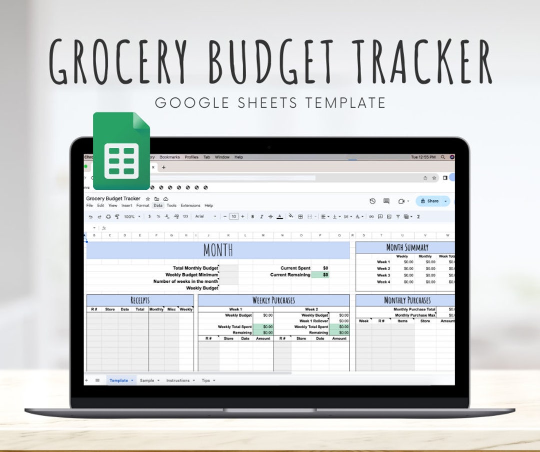 Grocery Budget Tracker Google Sheet Template - Etsy