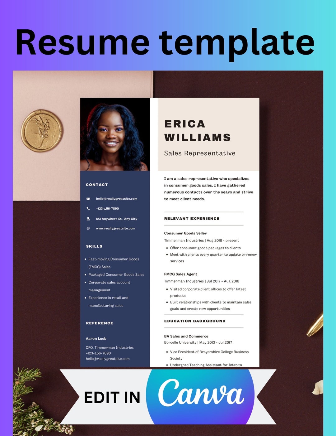 Professional Resume Template, Make a Lasting Impression With Our Eye ...