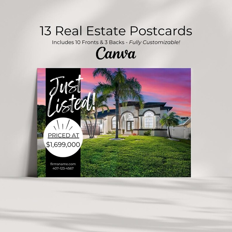 Luxury Real Estate Postcard Templates – 10 Fronts & 3 Backs – Canva ...