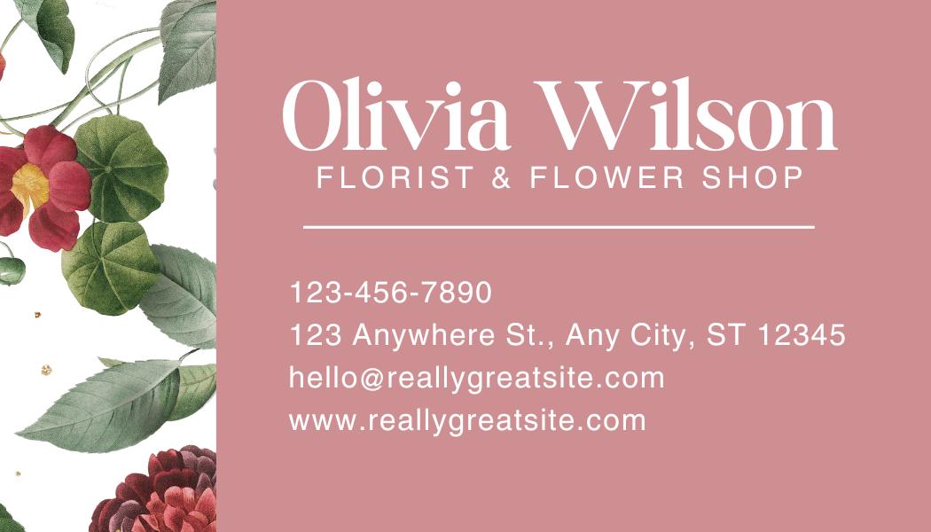 Editable Red + Pink Rose Business Card Template – 4 Customizable ...