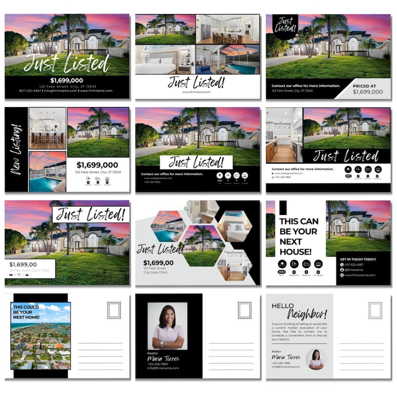 Luxury Real Estate Postcard Templates – 10 Fronts & 3 Backs – Canva ...