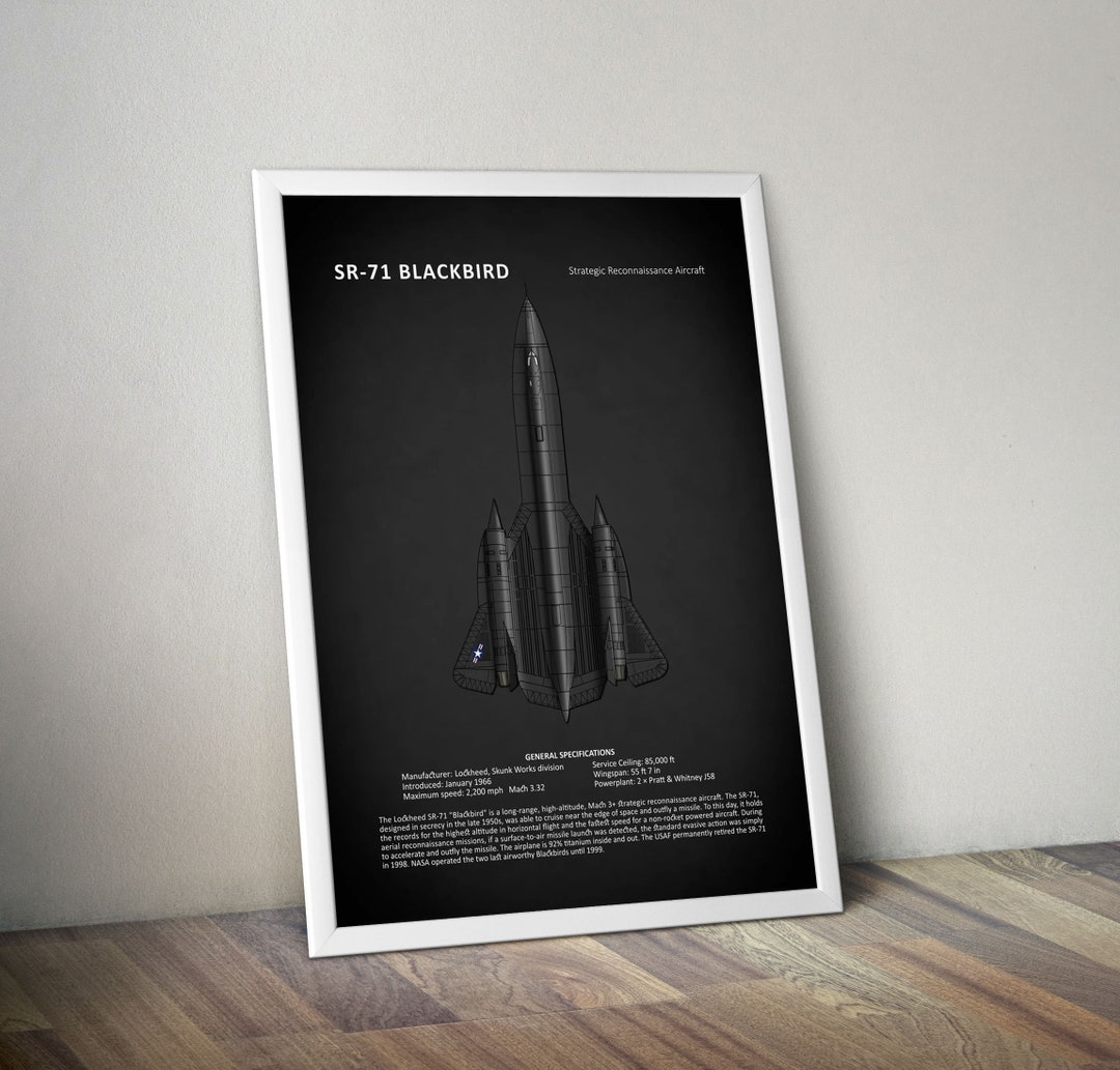 SR-71 Blackbird Aircraft Poster Aviation Art Airplane Wall Decor ...