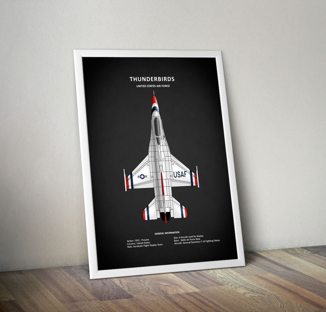 The USAF Thunderbirds Aircraft Poster Aviation Art Airplane Wall Decor ...