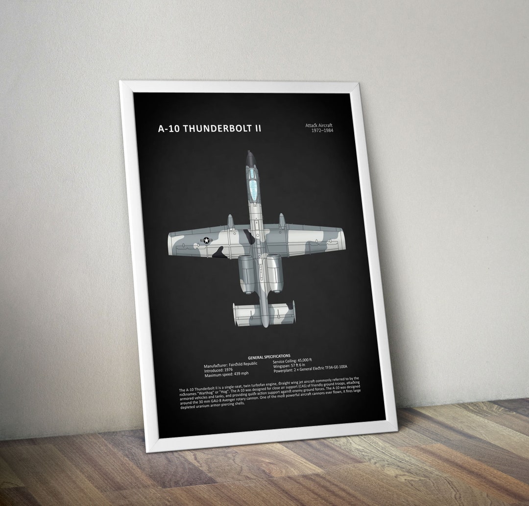 Affiche de l'avion Thunderbolt II A-10, art de l'aviation, décoration ...