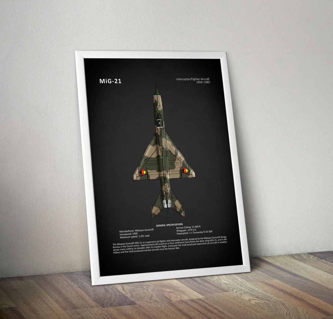 Mig-21 Aircraft Poster: Vintage Aviation Art Print - Etsy