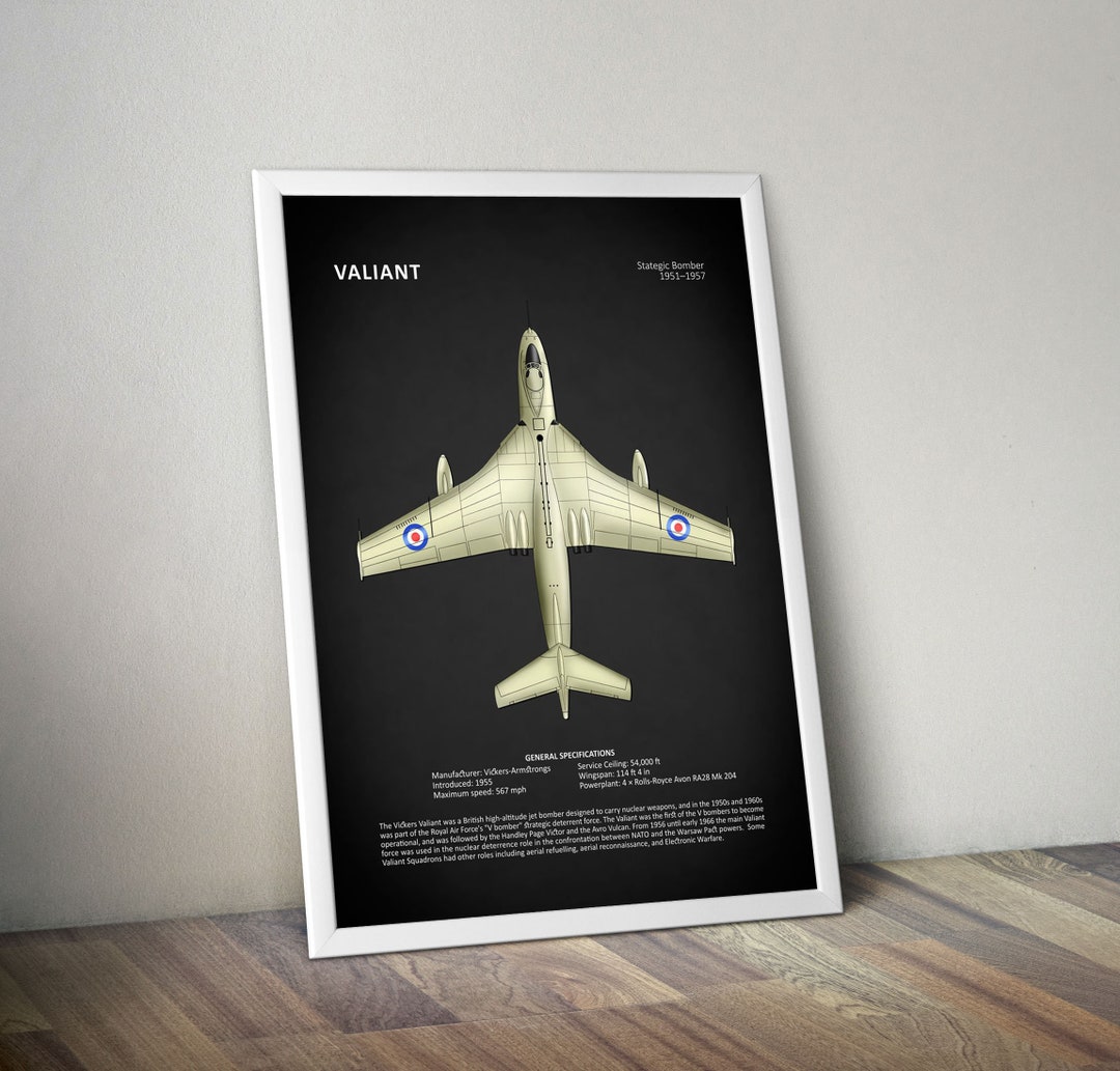 The Valiant Aircraft Poster Aviation Art Airplane Wall Decor Vintage ...
