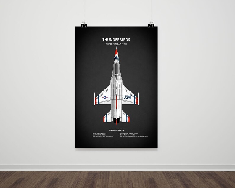 The USAF Thunderbirds Aircraft Poster Aviation Art Airplane - Etsy
