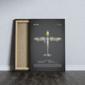 The Messerschmitt BF 109 Aircraft Poster Aviation Art Airplane Wall ...