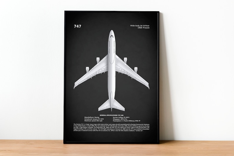 Boeing 747 Jet Airliner Poster Aircraft Poster Aviation Art - Etsy