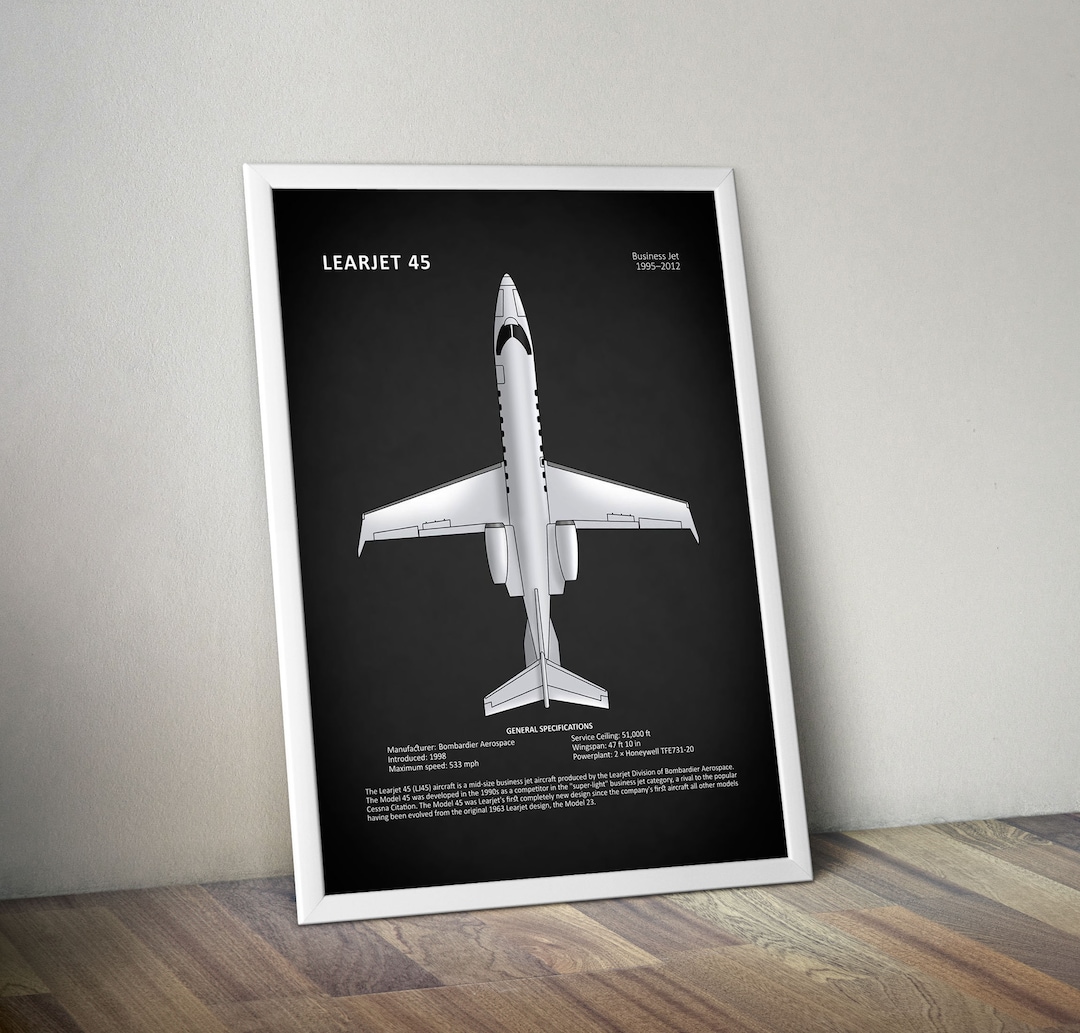 Learjet 45 Aircraft Poster: Vintage Aviation Art - Etsy