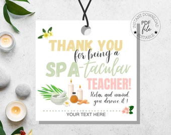 Spa-tacular Teacher Gift Tags Teacher Appreciation Gift Spa - Etsy