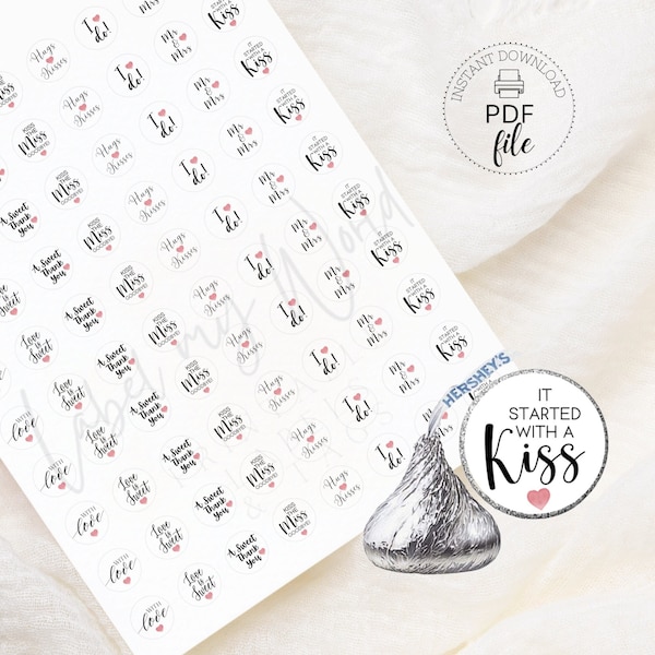 Hershey Kiss Labels - Etsy