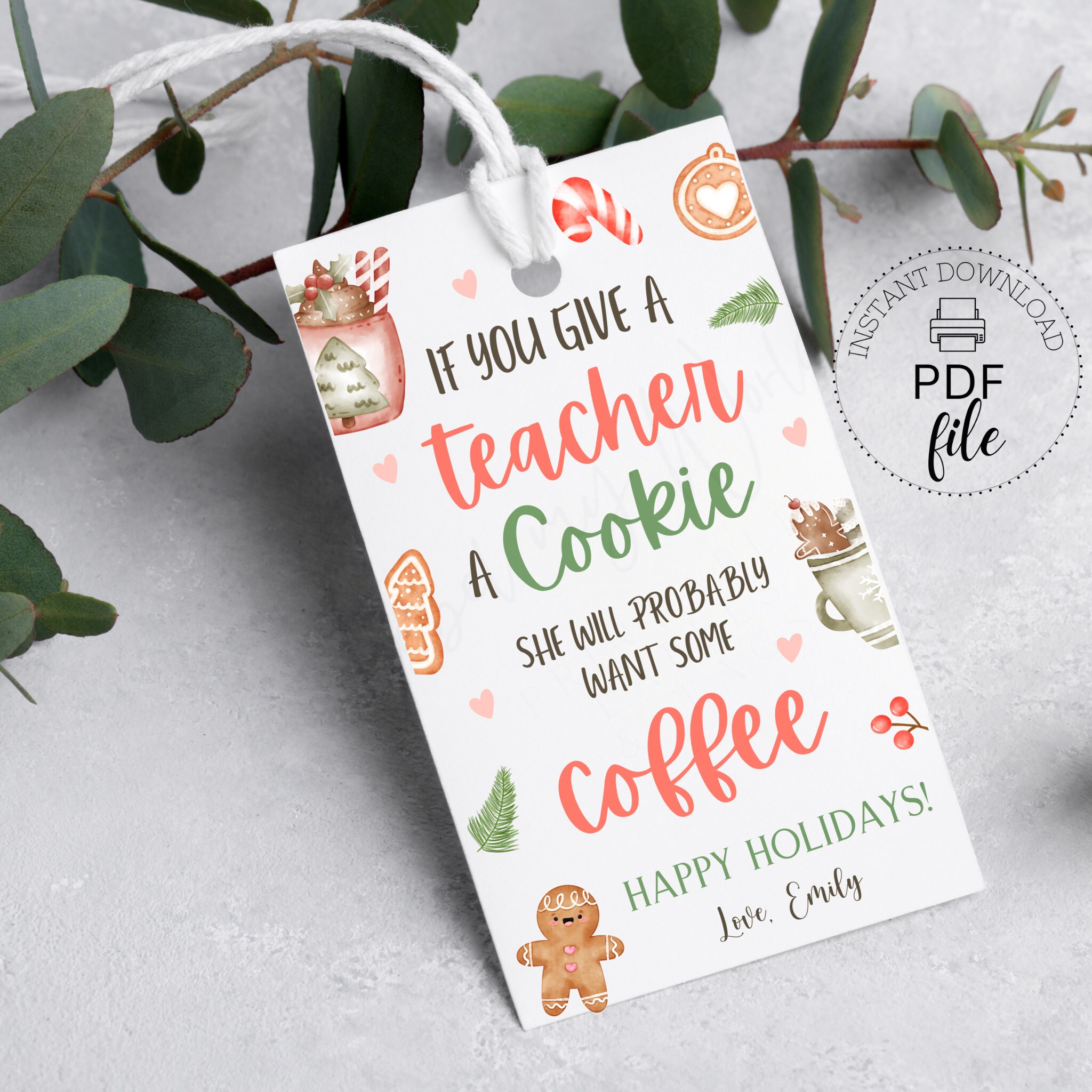 Christmas Teacher Appreciation Gift Tags Printable Christmas - Etsy